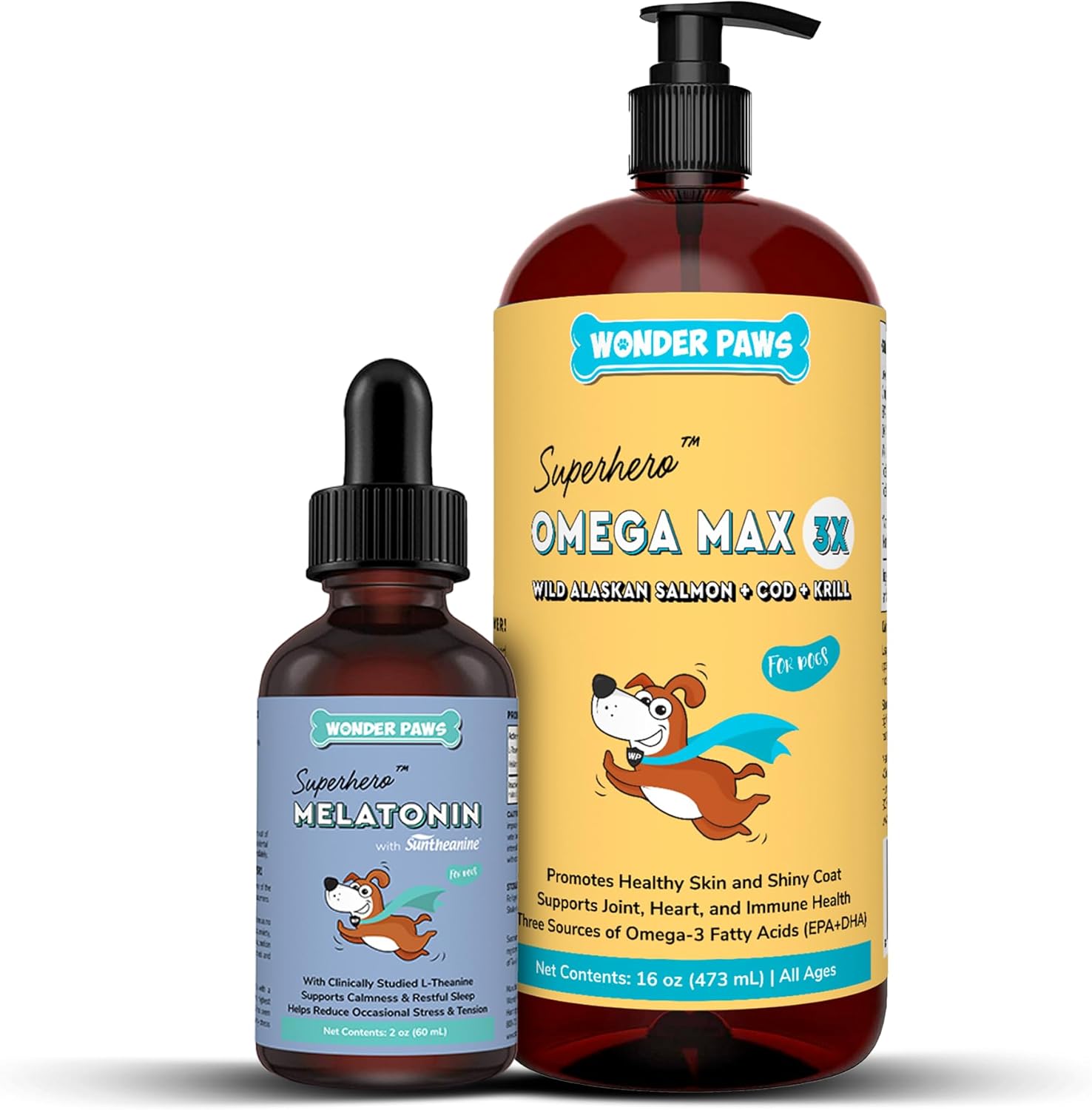 Amazon.com : WONDER PAWS Melatonin Superhero Drops Plus Omega Max Fish ...