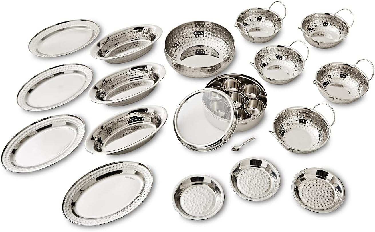 Tower T700064 17 Piece Hammered Balti Set, Indian Feast, Spice Box ...