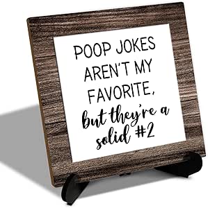 Amazon.com: 5 inch Desk Decor Wood Plaque With Stand, Poop Jokes aren't ...