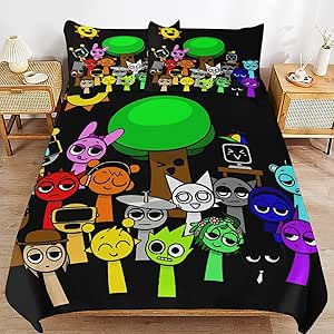Amazon.com: Sprunki Bed Duvet Cover Sprunki Game Cartoon Bedding Set 3D ...