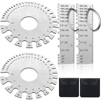 Saysurey 4 PCS Stainless Steel Metal Sheet Thickness Gauge with Round ...