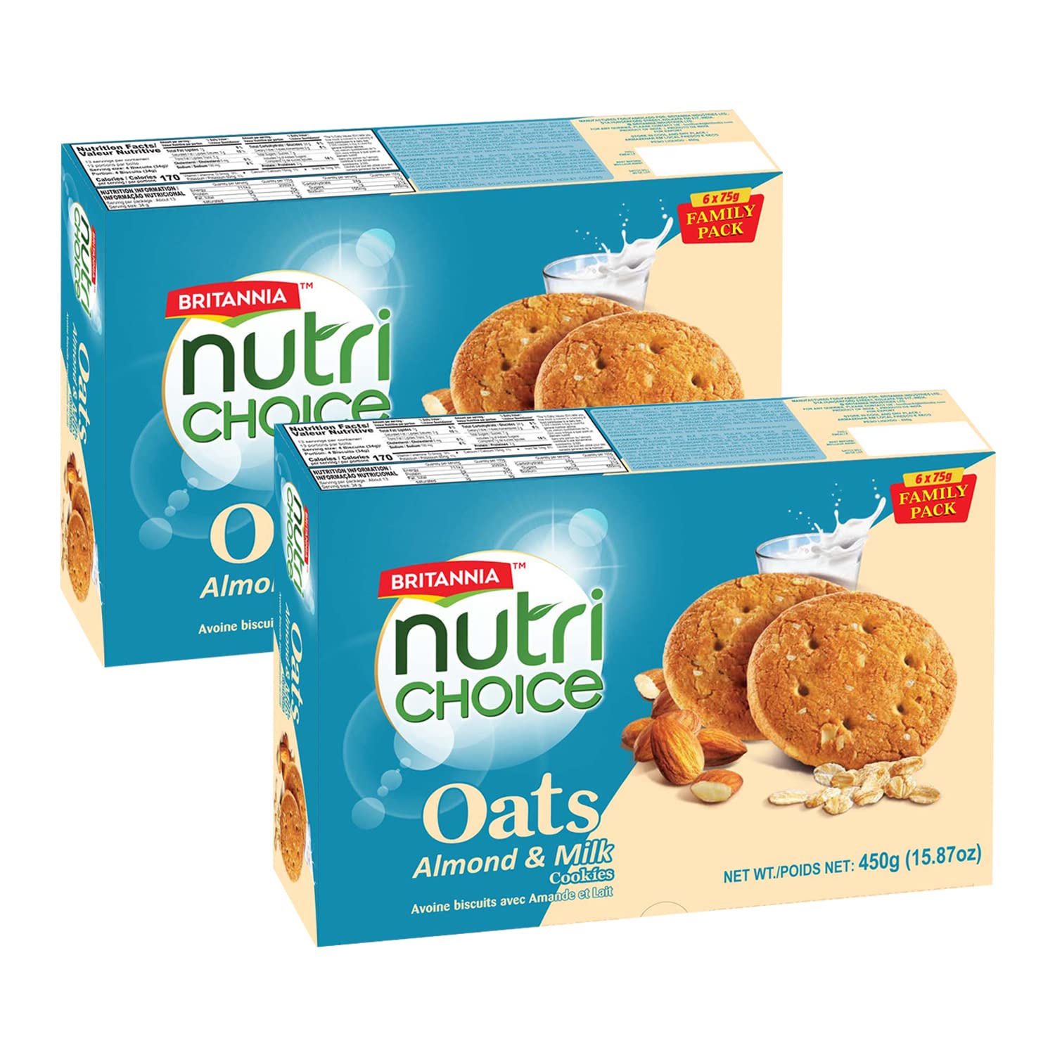 Amazon.com: Britannia NutriChoice Oats Almond Milk 15.87oz (450g) - Crispy, Crunchy Tea Moments ...