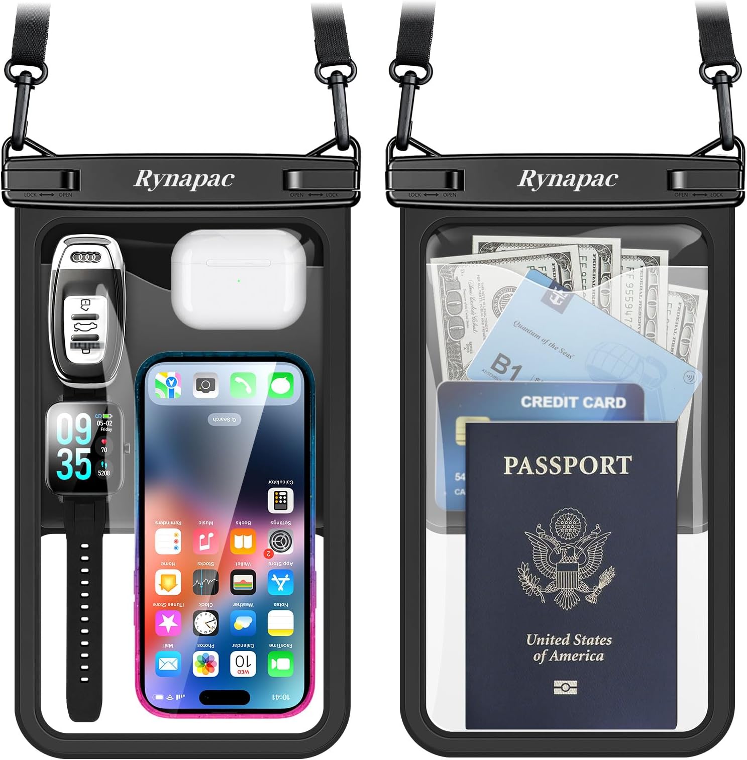 Amazon.com: 2 Pack Waterproof Phone Pouch, Universal Cell Phone Dry Bag ...