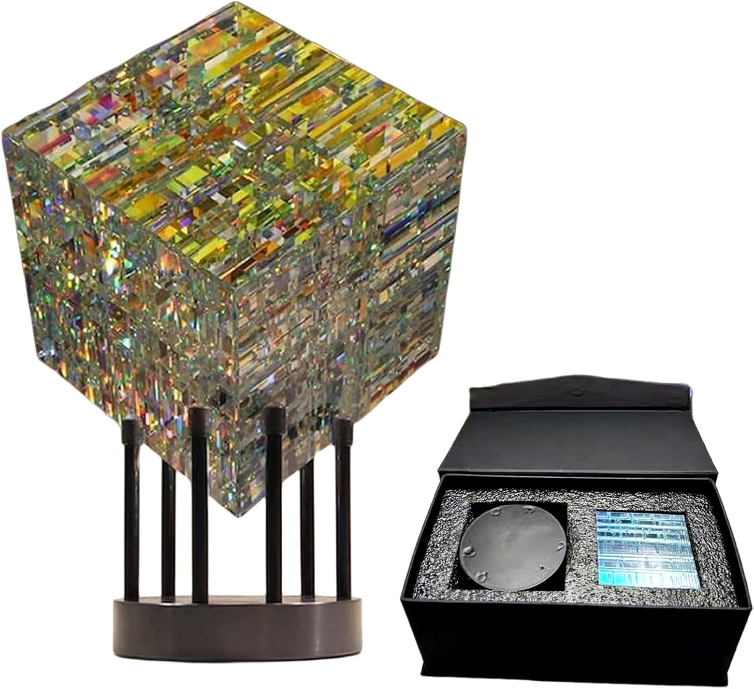 Amazon.com : SkiPdr Magic Chroma Cube Glass Sculpture,Creative Dichroic ...