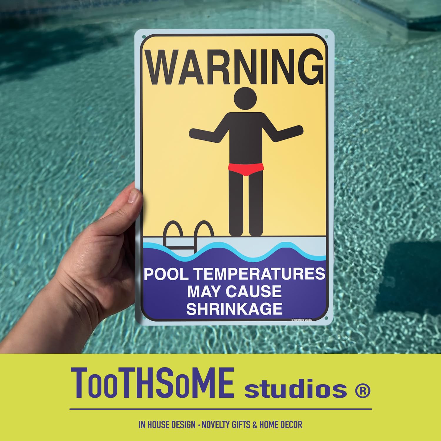 Snapklik.com : Pool Shrinkage 12”x8” Aluminum Funny Pool Sign Indoor ...