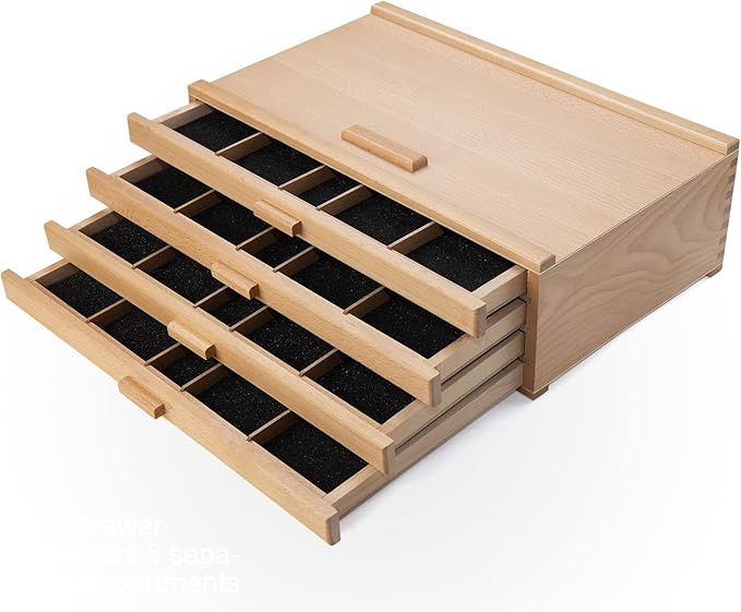 Amazon.com: Falling in Art Wooden Pastel Storage Box, Artist Supply ...