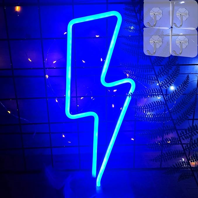 VIFULIN Blue Lightning Bolt Neon Light LED Lights for Bedroom Night ...