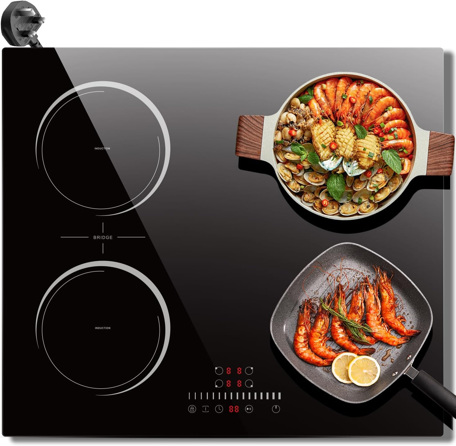Induction Hob 60cm, Nefaracy 4 Zone Electric Hob 2800W, Built-in ...