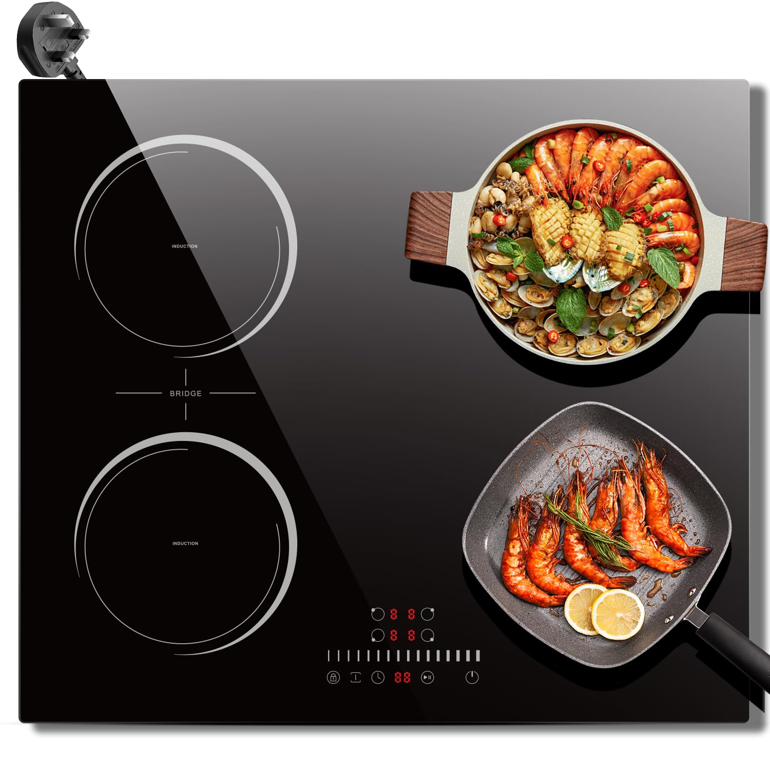 Buy Induction Hob 60cm, Nefaracy 4 Zone Electric Hob 2800W, Built-in ...