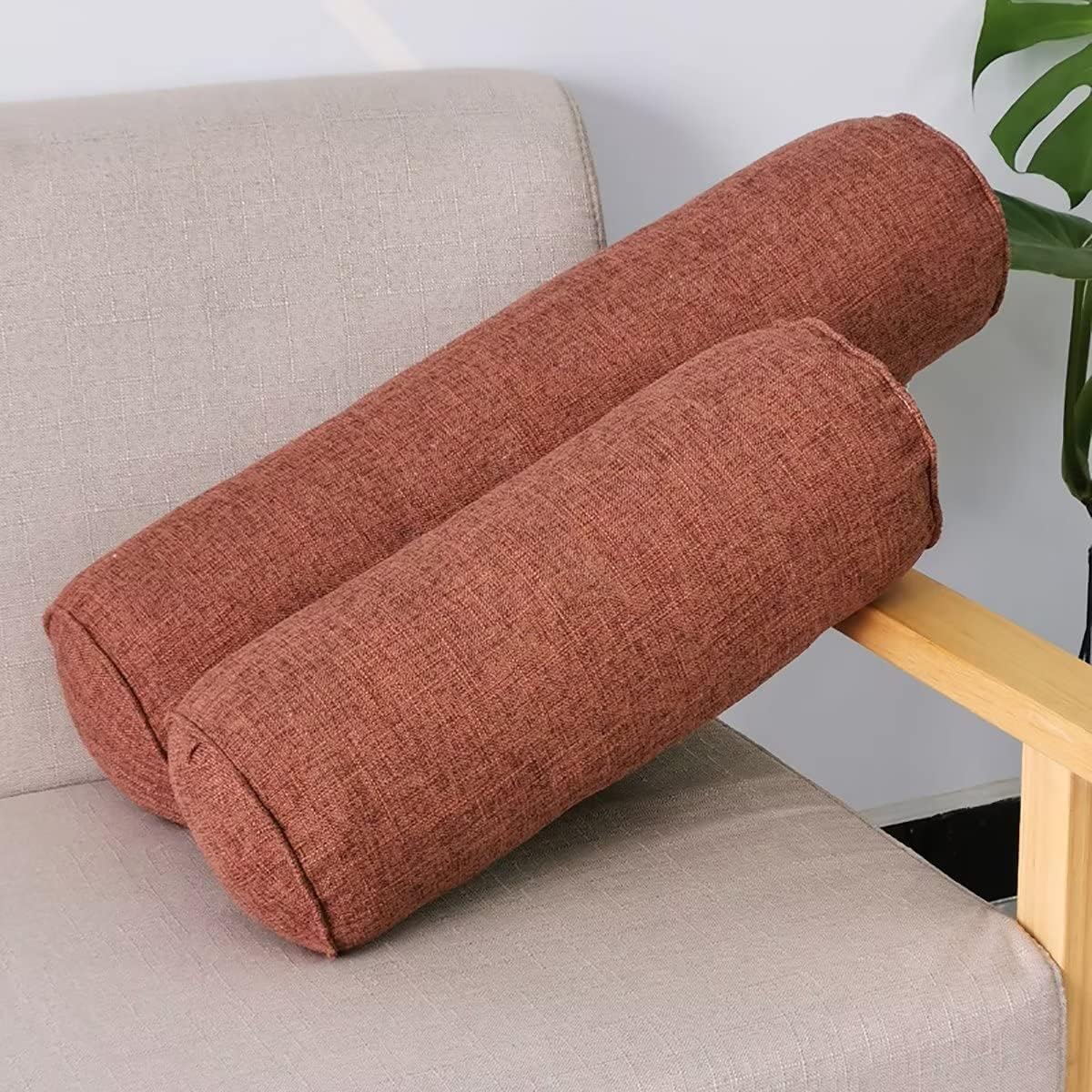 Amazon.com: TESICA 2 Pack Round Cervical Roll Cylinder Bolster Pillow ...