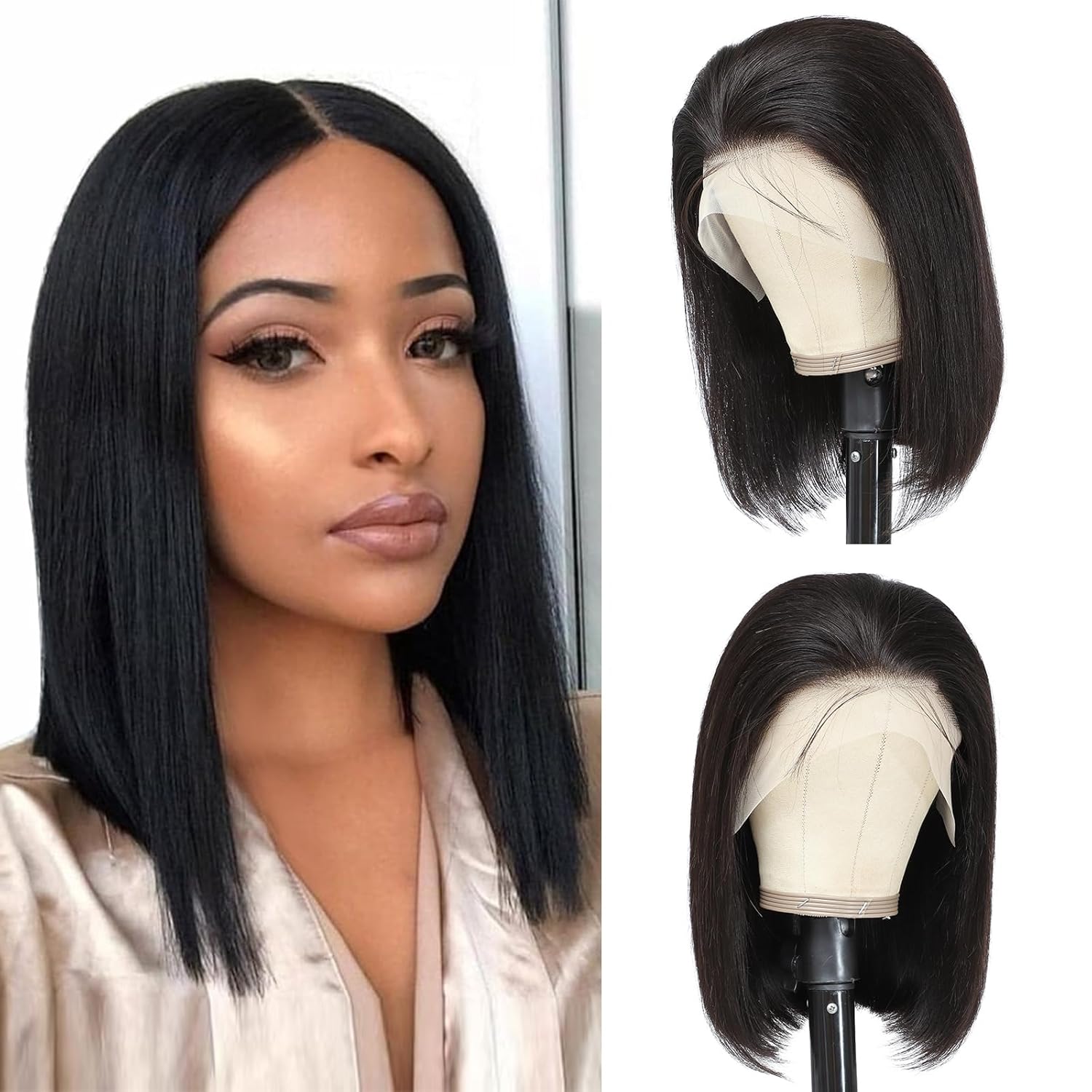 Amazon.com : Netoe Bob Wig Human Hair 13x4 Bob Lace Front Wigs Human ...
