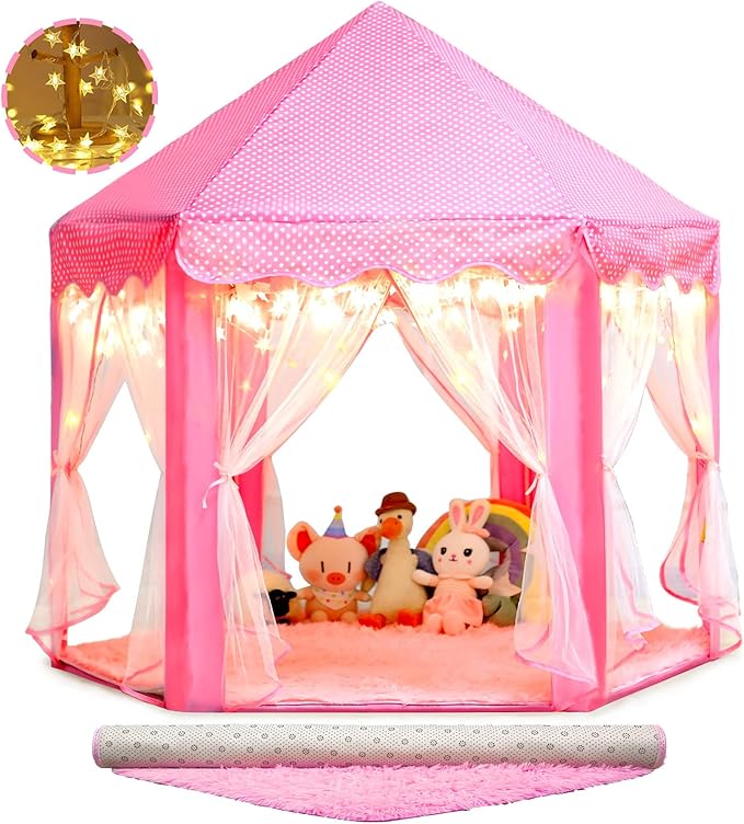 Amazon.com: Princess Castle Tent with Rug for Girls Fairy Play Tents ...