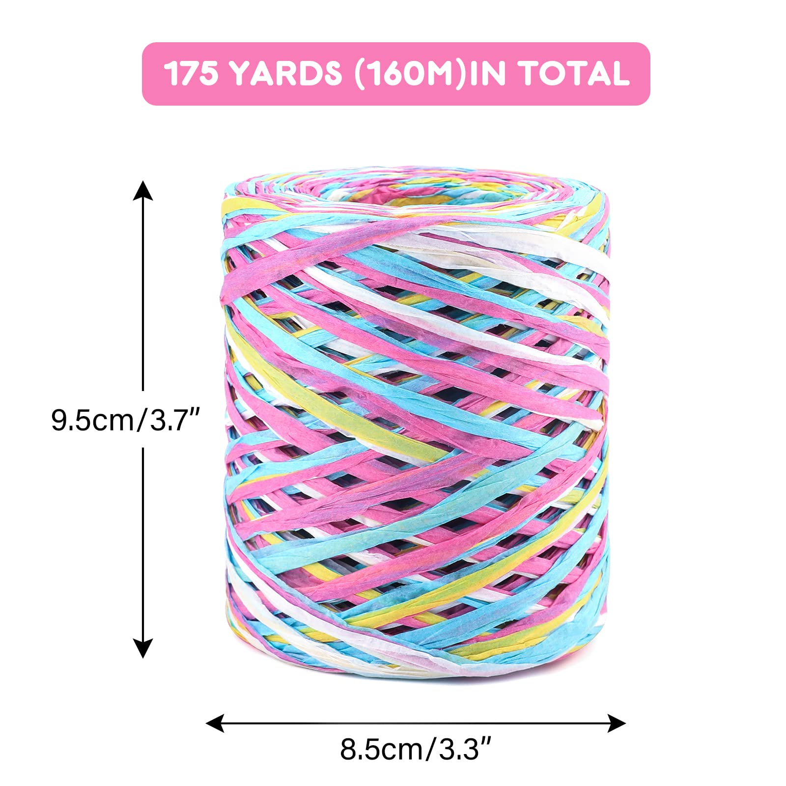 Snapklik.com : Colored 394 Feet Raffia Paper Ribbon, Pink Blue Yellow ...