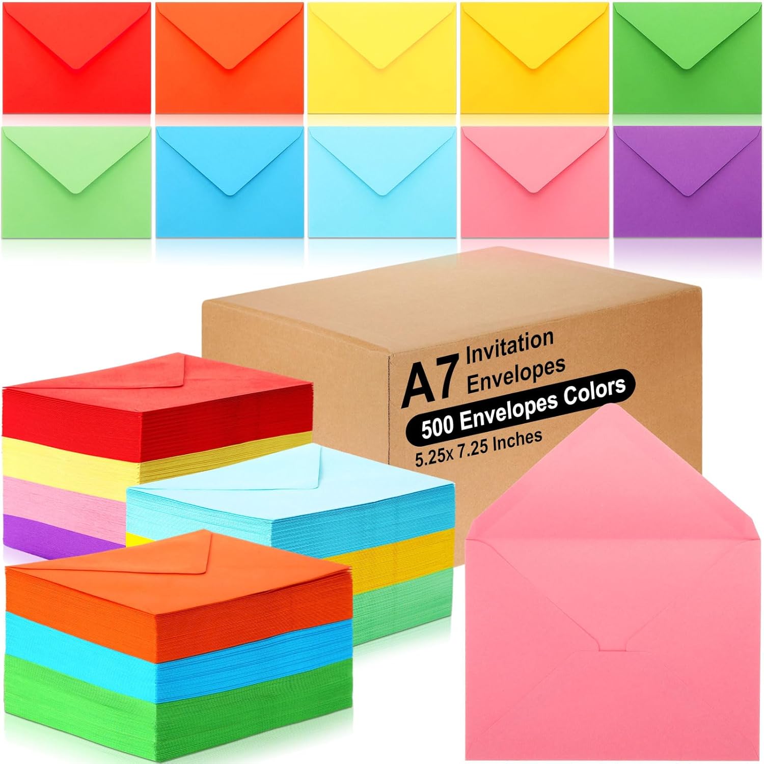 Amazon.com : Chivertion 500 Pcs Colorful A7 Envelopes Seal Printable ...