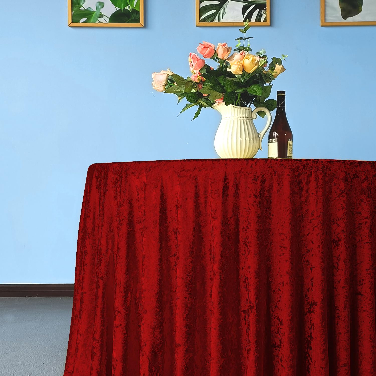 Red Velvet Table Cloth Velvet 90"x132" Rectangular Tablecloth Red CV
