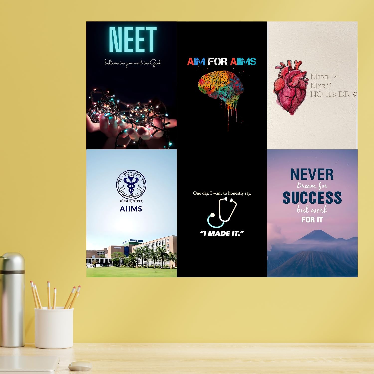 Bhvya Creations NEET Motivational Posters for Students | Pack of 6 | A4 ...