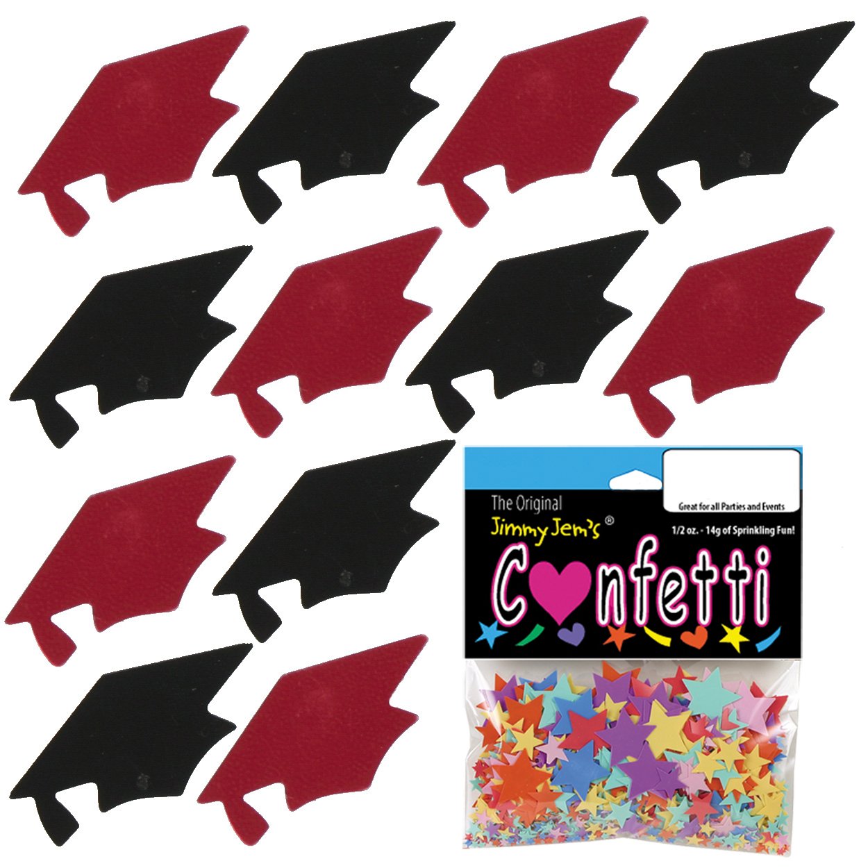 Amazon.com: Confetti Grad Cap Black, Red Combo - 2 Half Oz Bags (1 oz ...