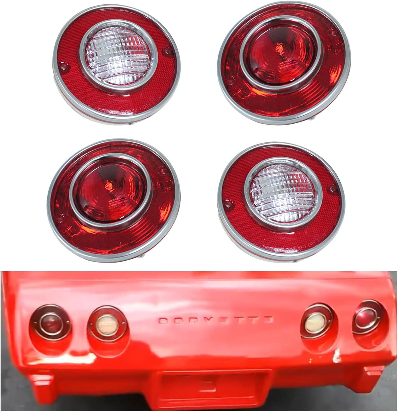 Amazon.com: 4PCS Tail Lights & Backup Lights For 1975-1979 Corvette C3 ...