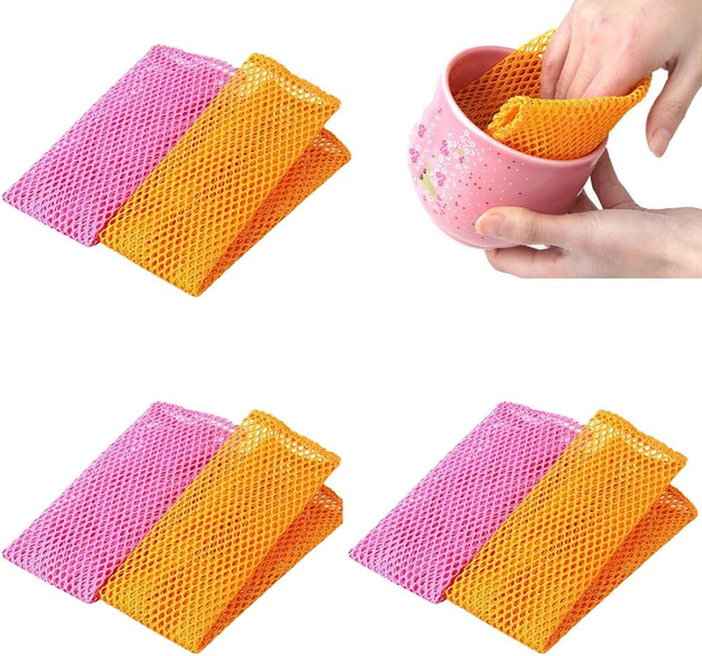 LizCeyMD 6 Pcs Dish Washing Net Cloths Rapid Dry Scourer Mesh Washing ...