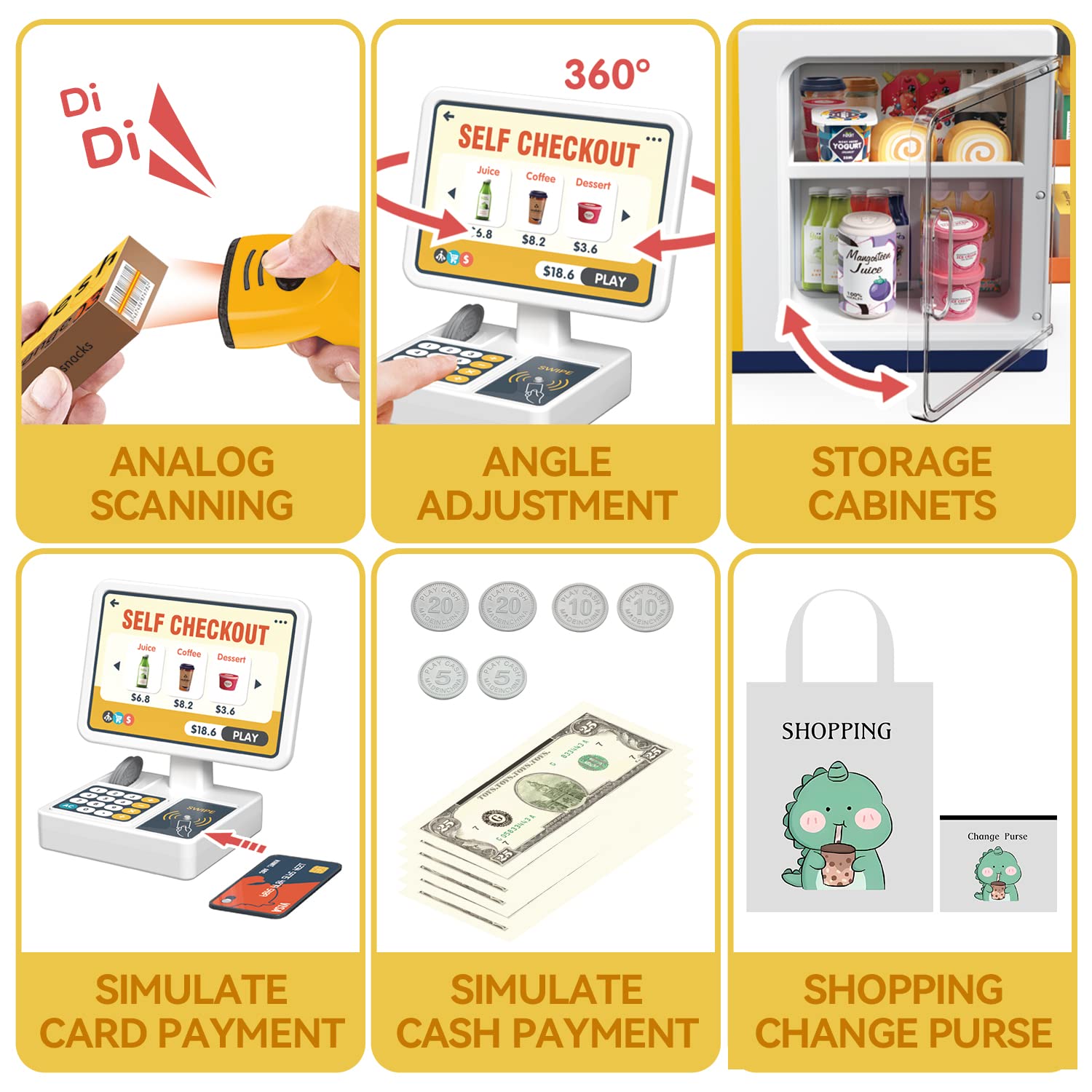 Snapklik.com : Cash Register Playset For Kids - 48PCS Pretend Play ...