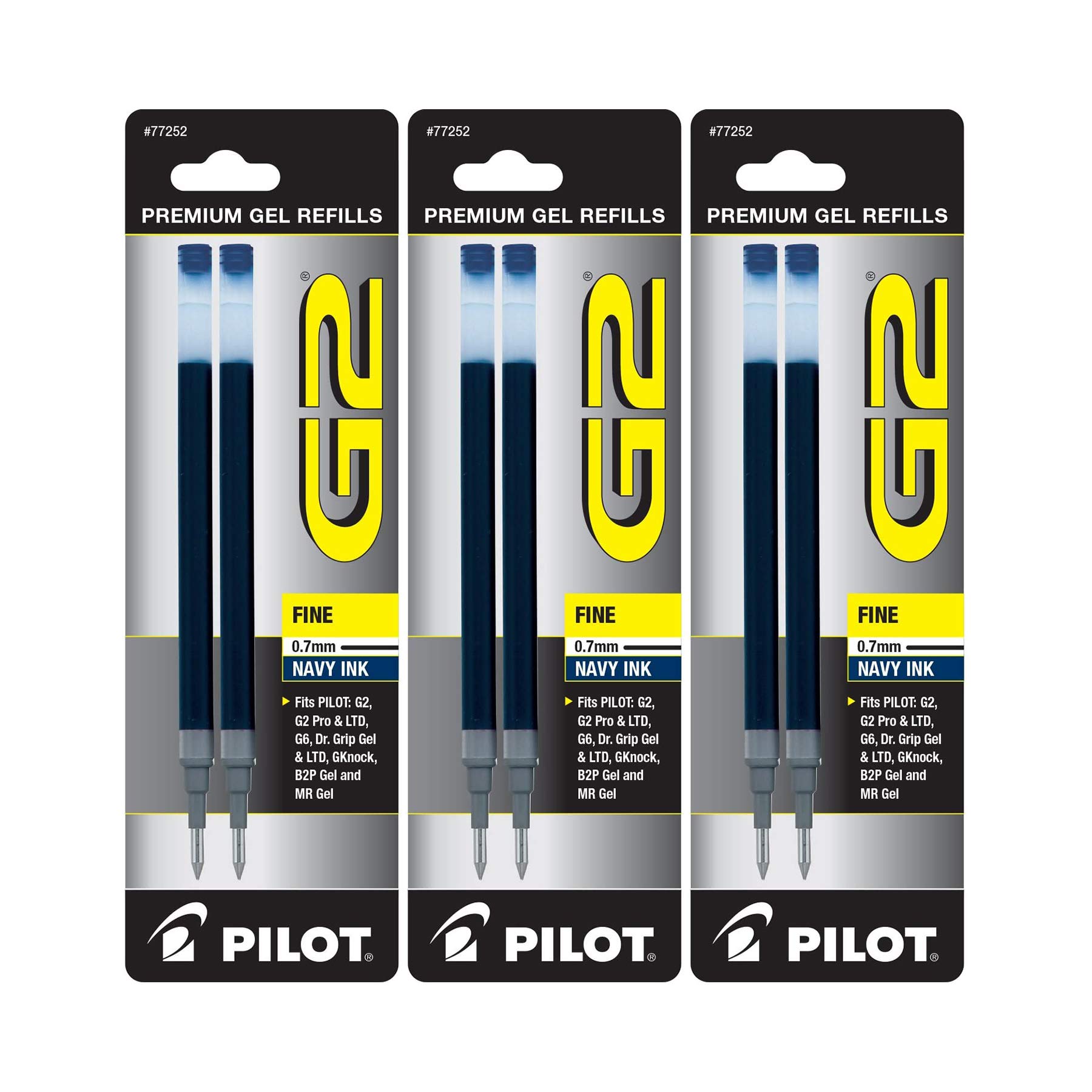 Amazon.com : Pilot G2 Gel Ink Pen Refills, Fine Point, 0.7mm, Navy Ink ...