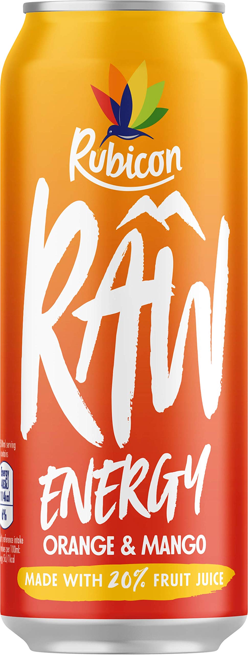 RUBICON RAW Energy Orange and Mango | 12 x 500ml Cans | Rubicon Raw - A ...