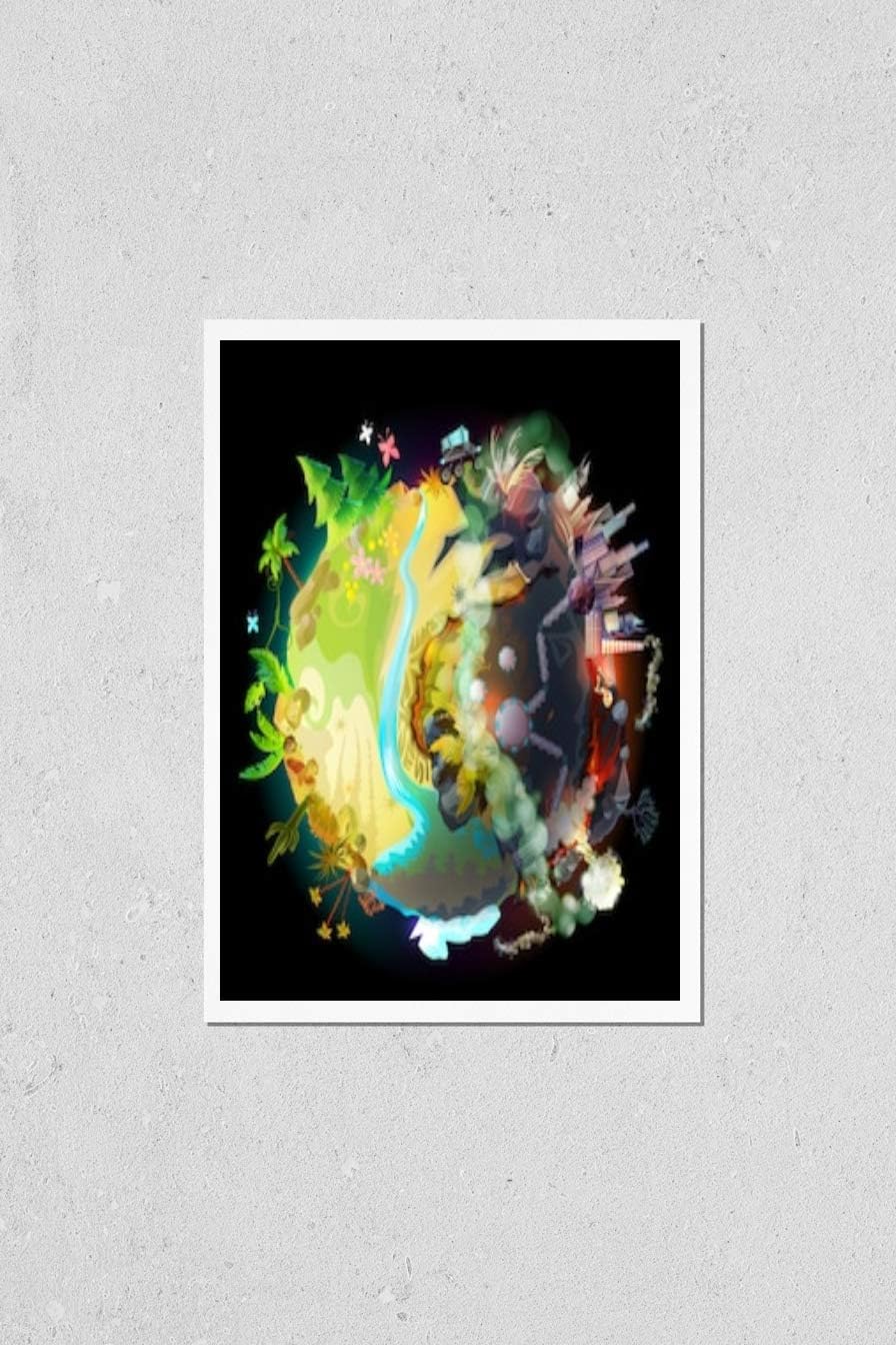 Amazon.com: Wall Art Poster Print of Illustration of Green Earth ...