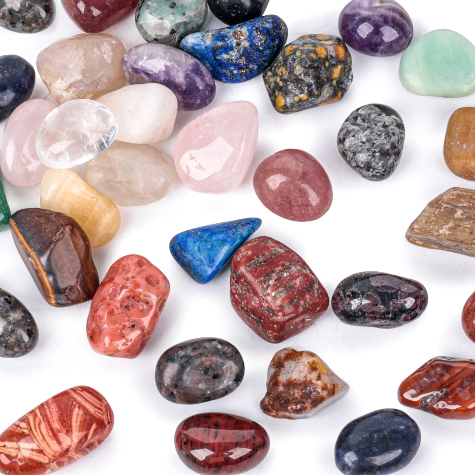Amazon.com: HAKACC 1LB Tumbled Stones Assorted, 1-1.2inch Natural Rocks ...