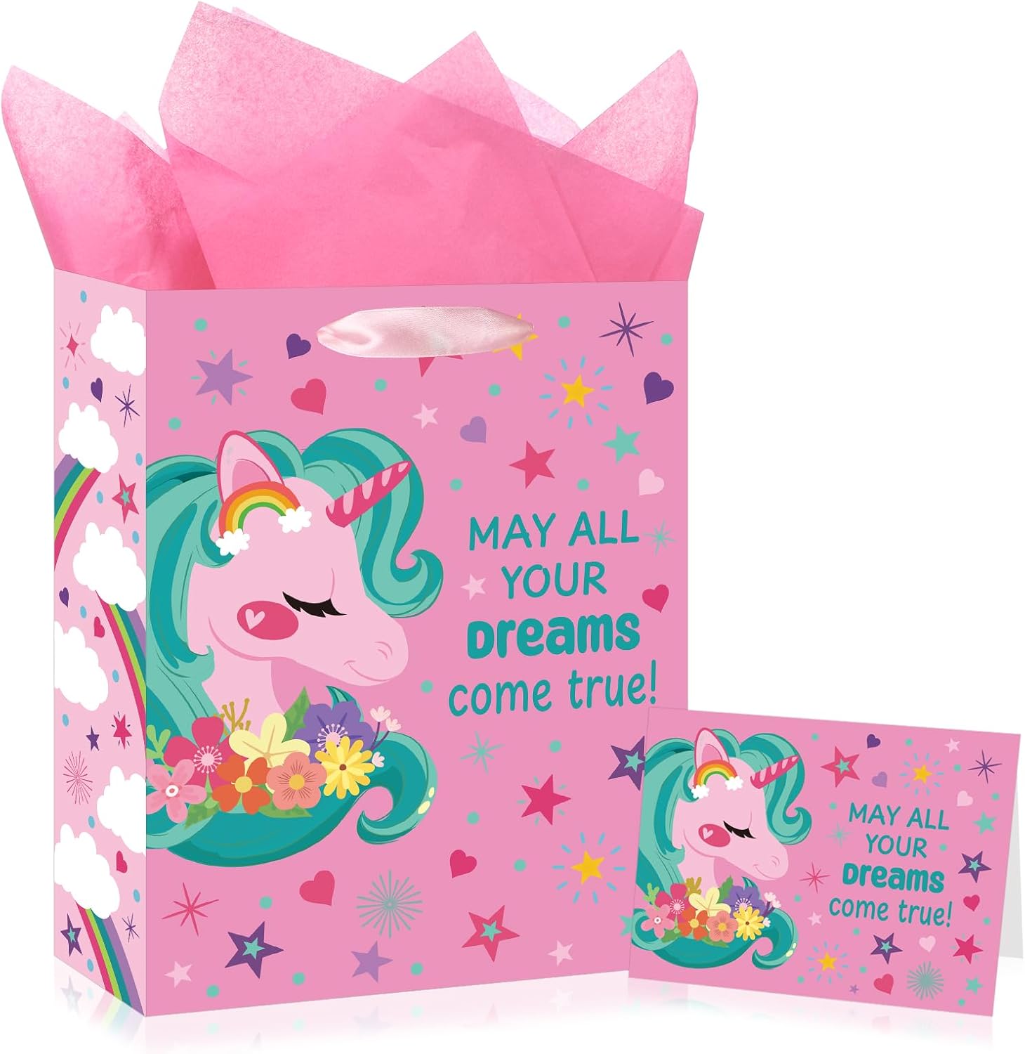 Amazon.com: Yoirrat Pink Birthday Gift Bags Pink Wrap Bag Wrapping ...