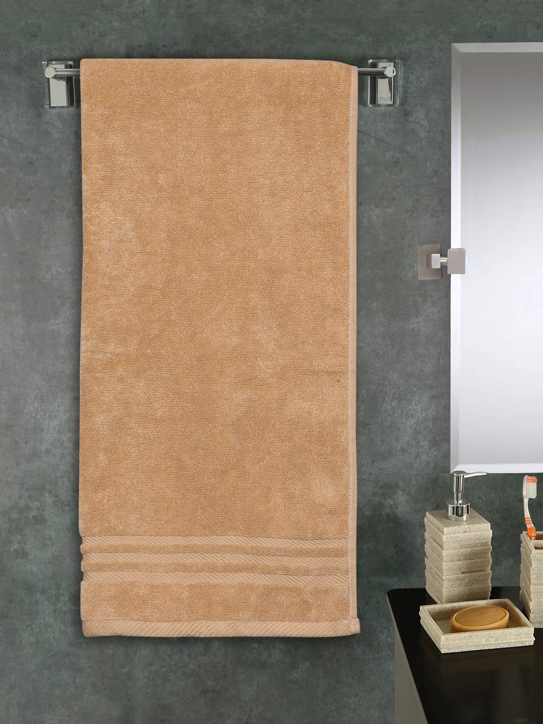 @home by Nilkamal Zerotwist 70 cm X 140 cm Bath Towel, Beige : Amazon ...
