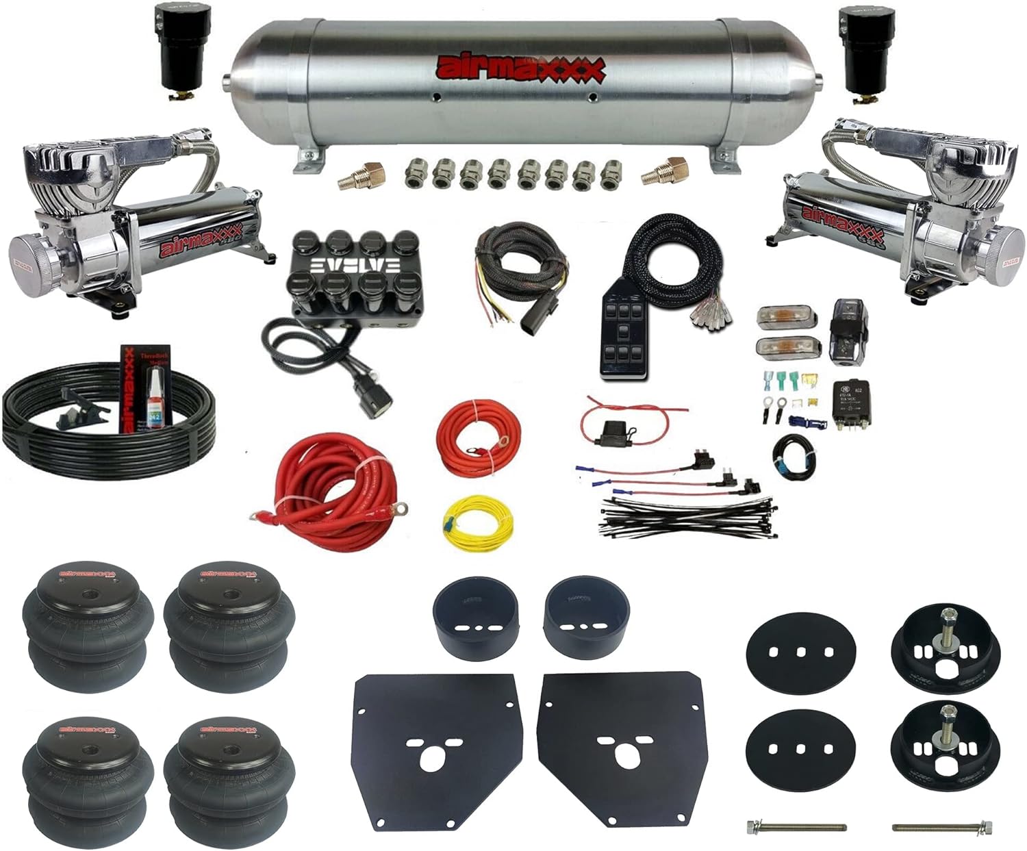 Amazon.com: airmaxxx 580 Chrome Air Ride Suspension Kit w/AVS Manifold ...