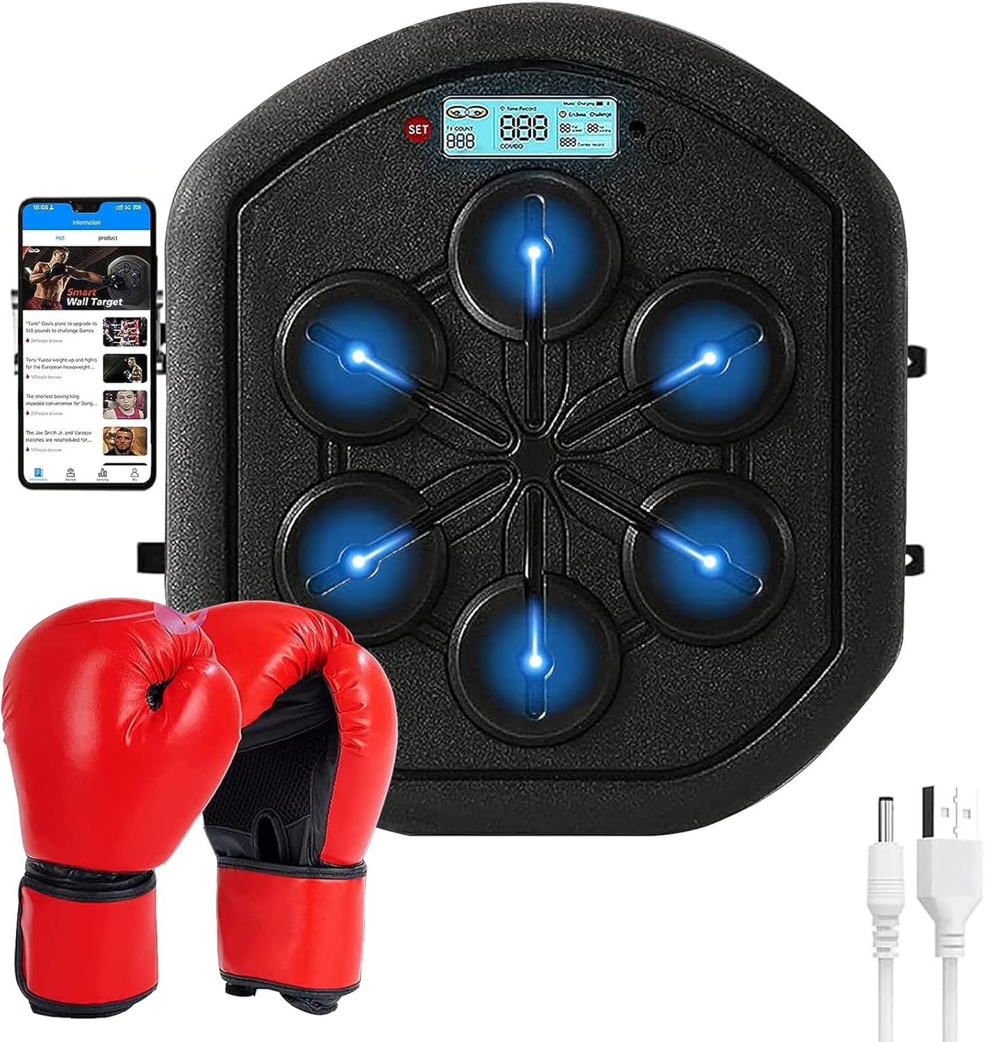 Music Electronic Boxing Wall Target, LED Upgrade Smart Boxing Machine ...