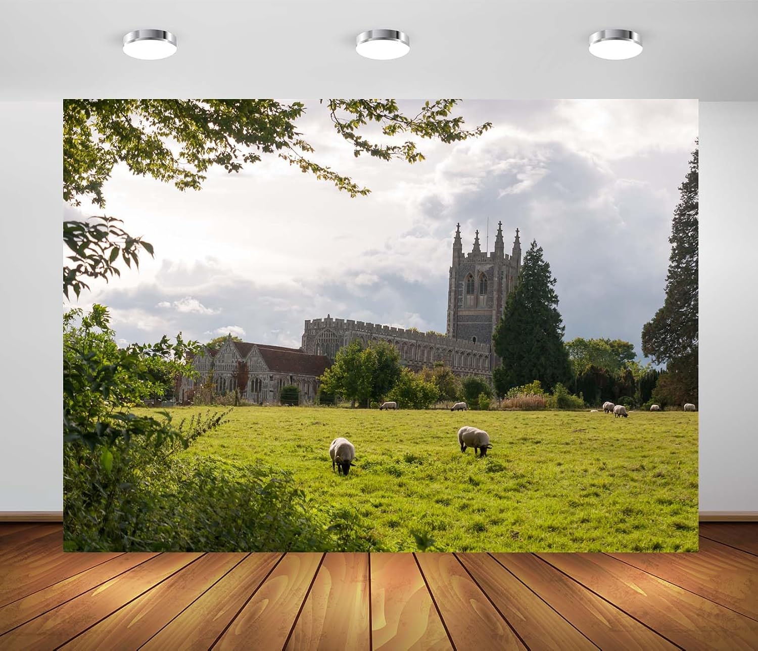 Amazon.com : Loccor 20x10ft Fabric Summer Field Sheep Backdrop English ...
