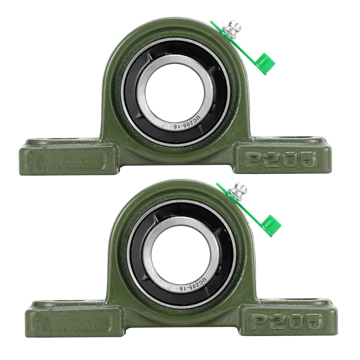 Amazon | UCP205-16 ピローブロックベアリング、マウントフランジピローブロックベアリング、2ボルトベースロックユニット、鋳鉄、セルフアライニングデザイン、セットスクリュー ...