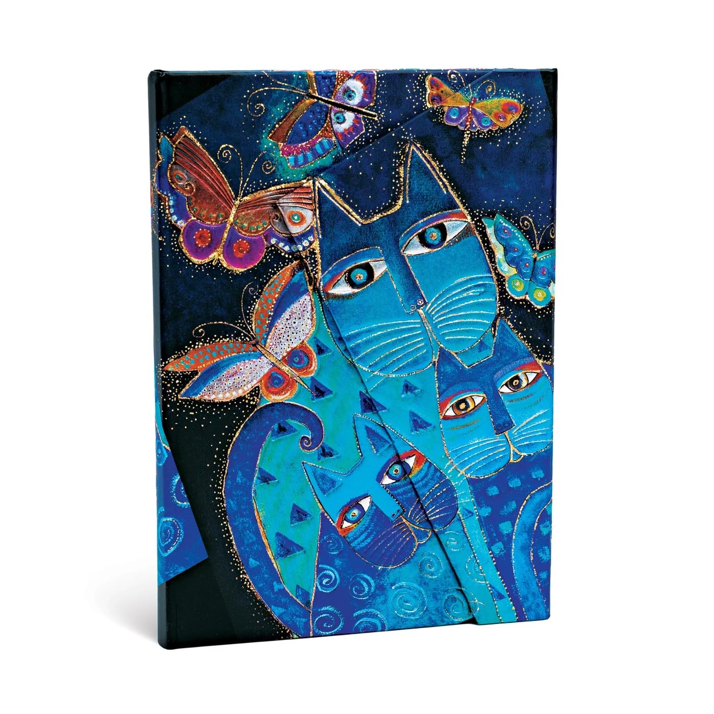Paperblanks Fantastic Felines Blue Cats and Butterflies Midi Notebook ...