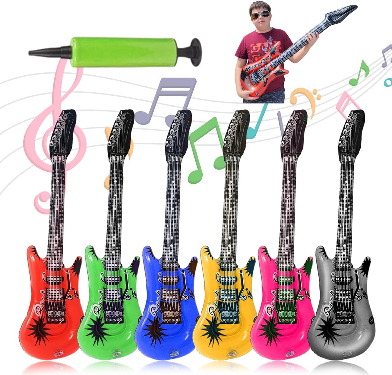Amazon.com: 6 Pcs Inflatable Guitars for Parties, 35 Inch Rock Star ...