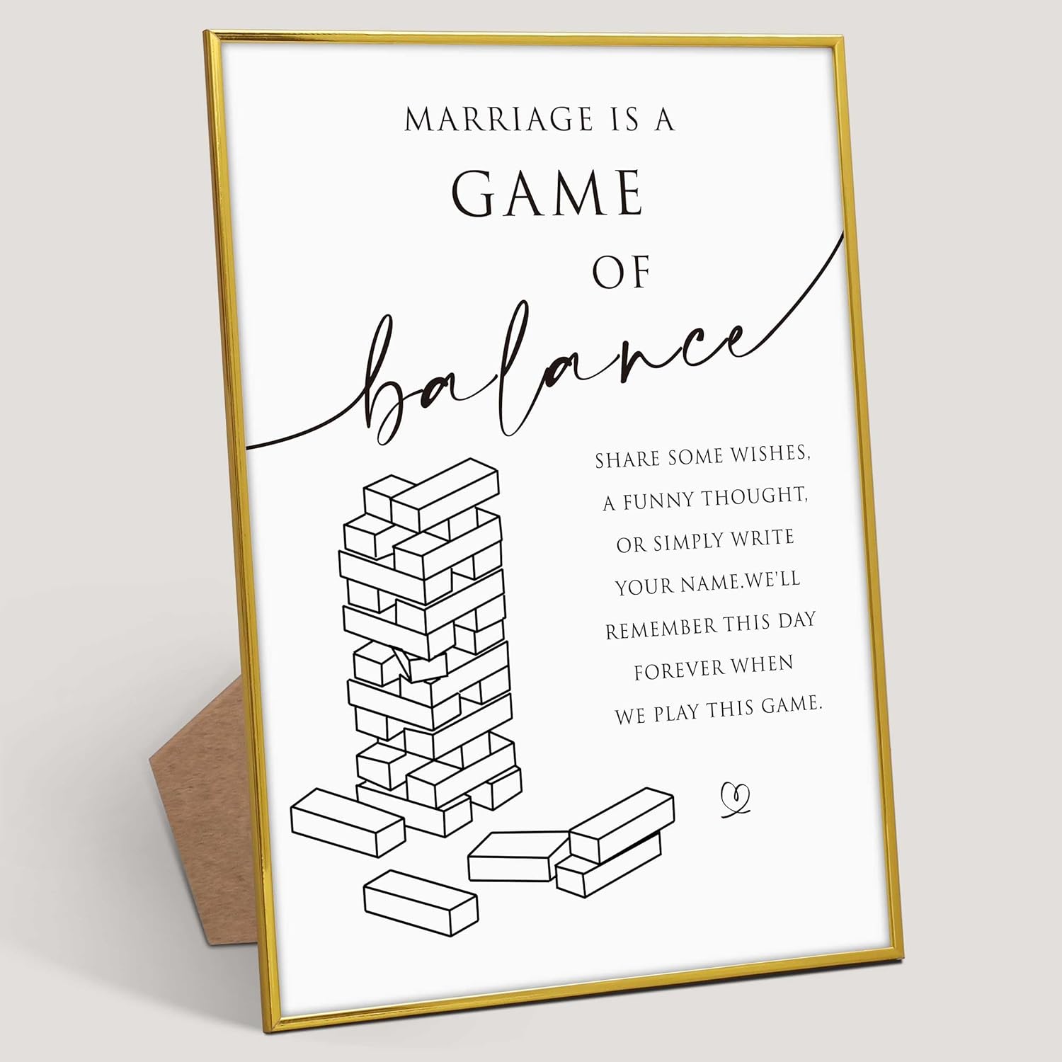 Amazon.com: Marriage is A Game of Balance Sign, 8"X 11" Gold Frame Wood ...