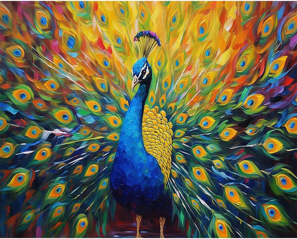 Amazon.com: Natuyalo Peacock Paint by Numbers Kit for Adults - Animal ...
