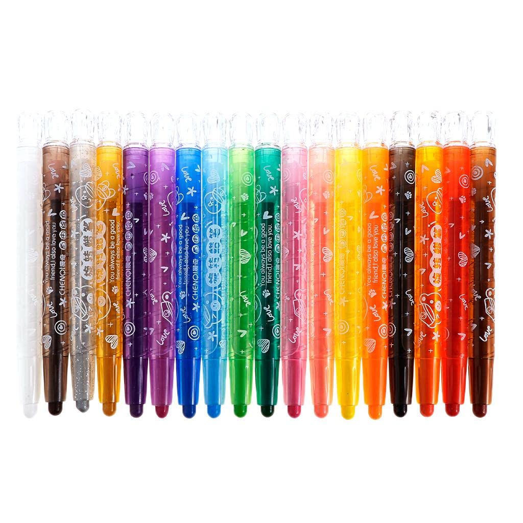 UJEAVETTE® 18 Colors Non Toxic Crayons For Toddlers - Washable Rotating ...