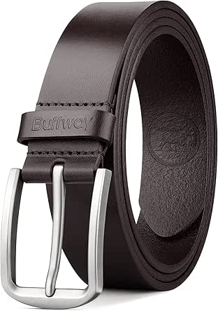 Amazon.com: Buffway Mens Belt Full Grain Genuine Leather Belts for Men ...