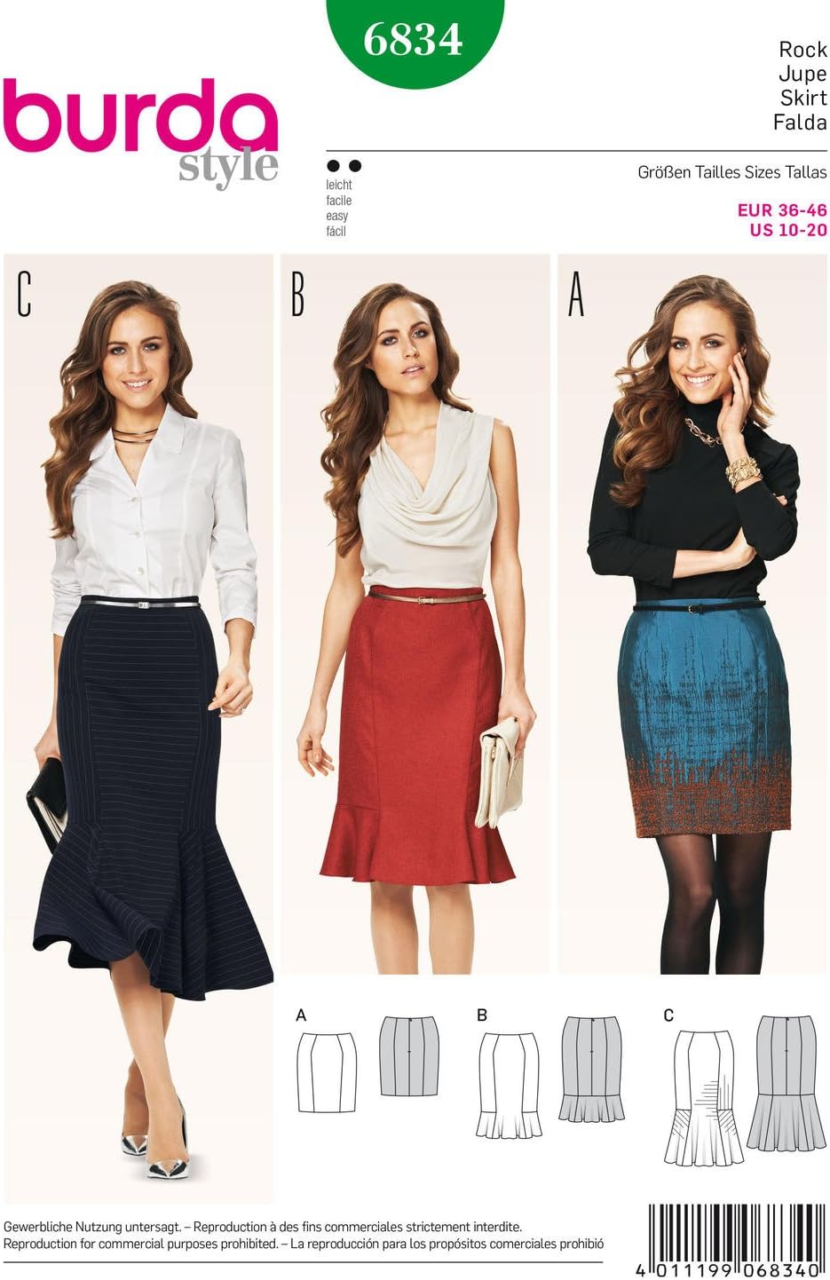 Amazon.com: Burda 6834 Sewing Pattern for Skirt : Arts, Crafts & Sewing