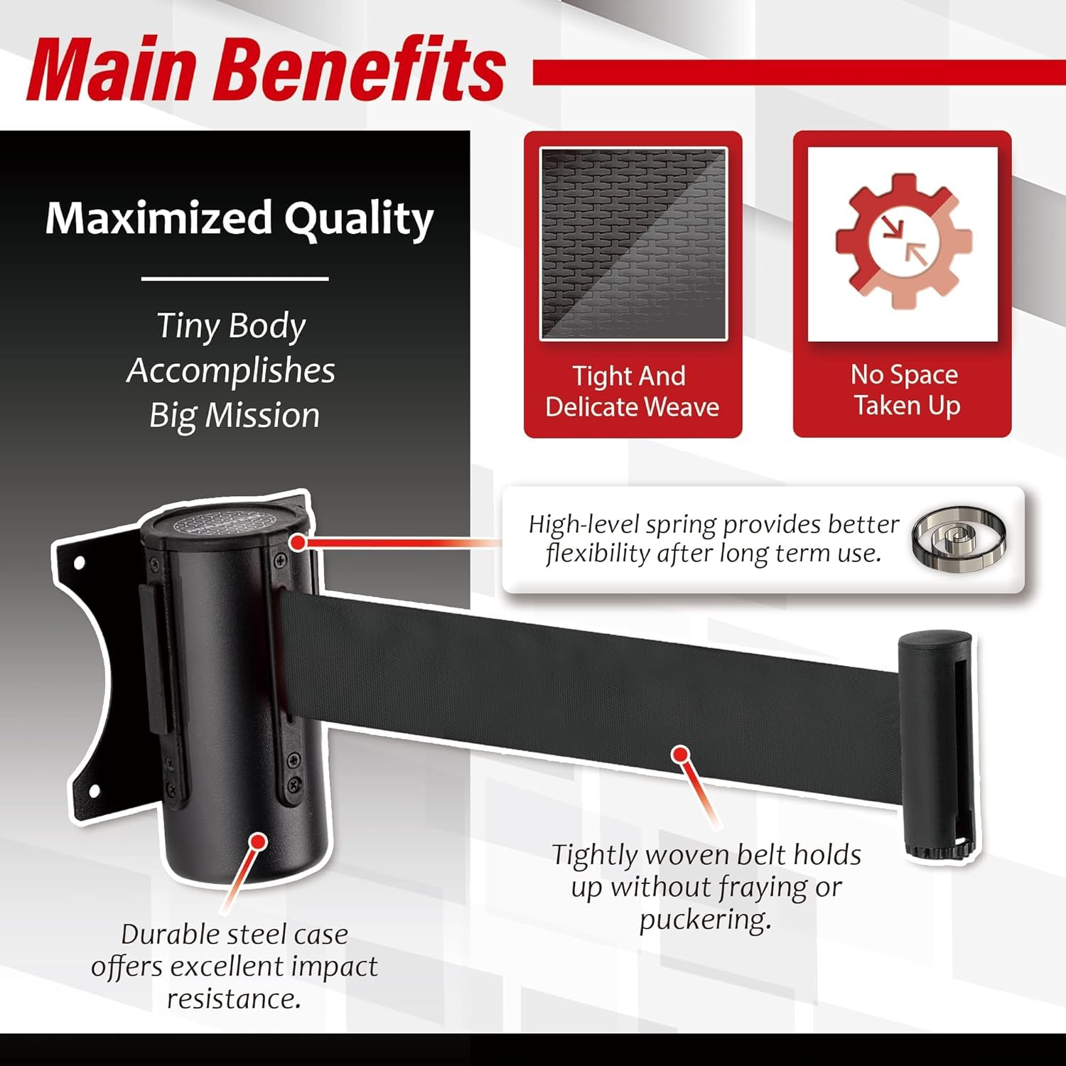 Snapklik.com : DuraSteel Wall Mount Crowd Control Retractable Belt ...