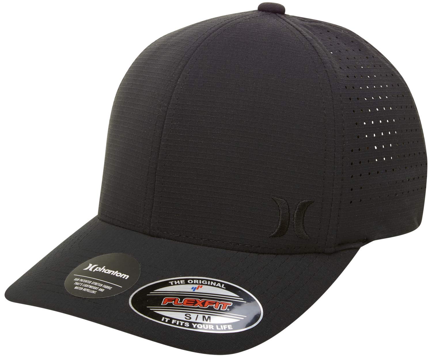 Hurley Men's Phantom Ripstop Curved Bill Baseball Cap, Black/Black, S-M ...