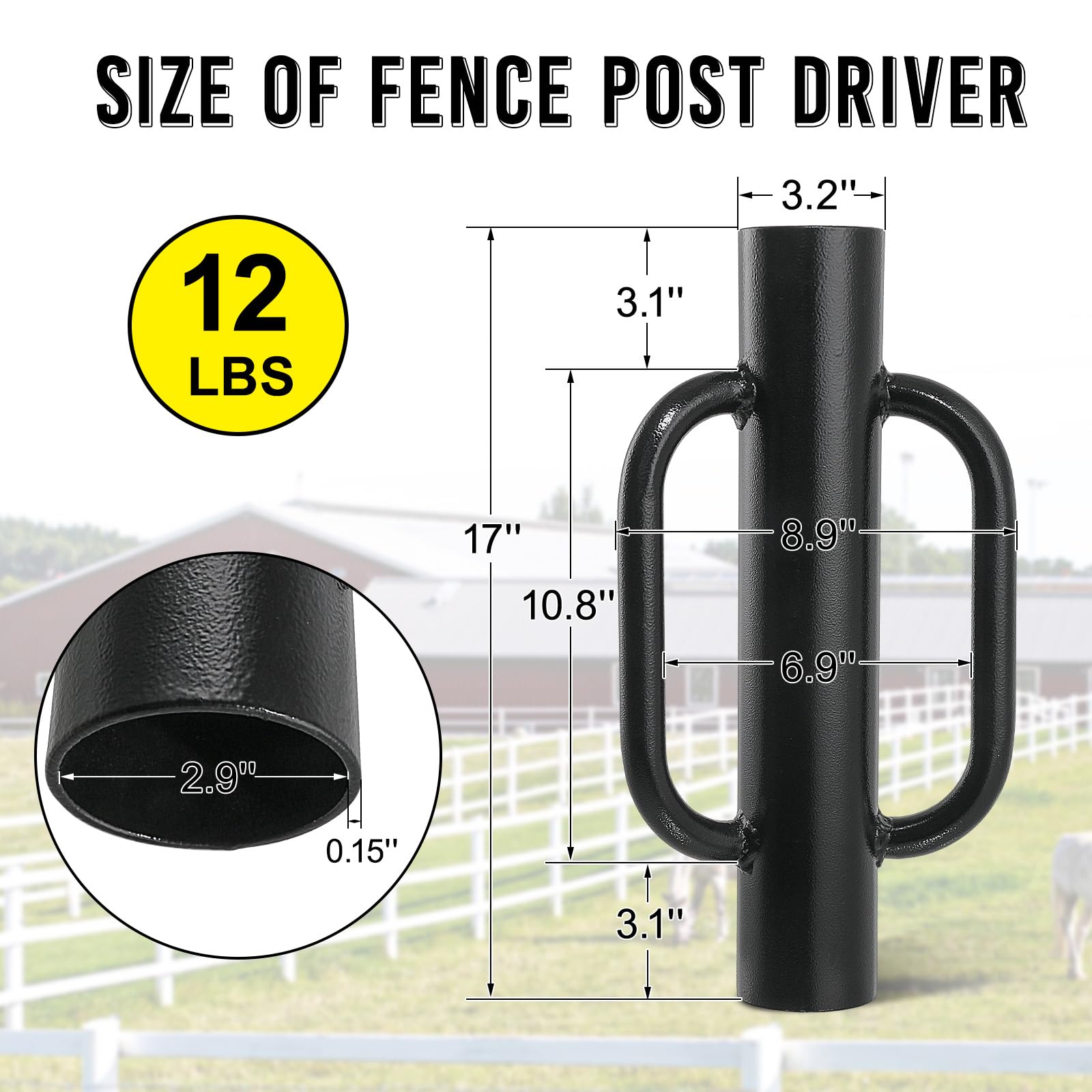 Snapklik.com : Fumingpal T Post Driver - 12LB Fence Post Driver Heavy ...