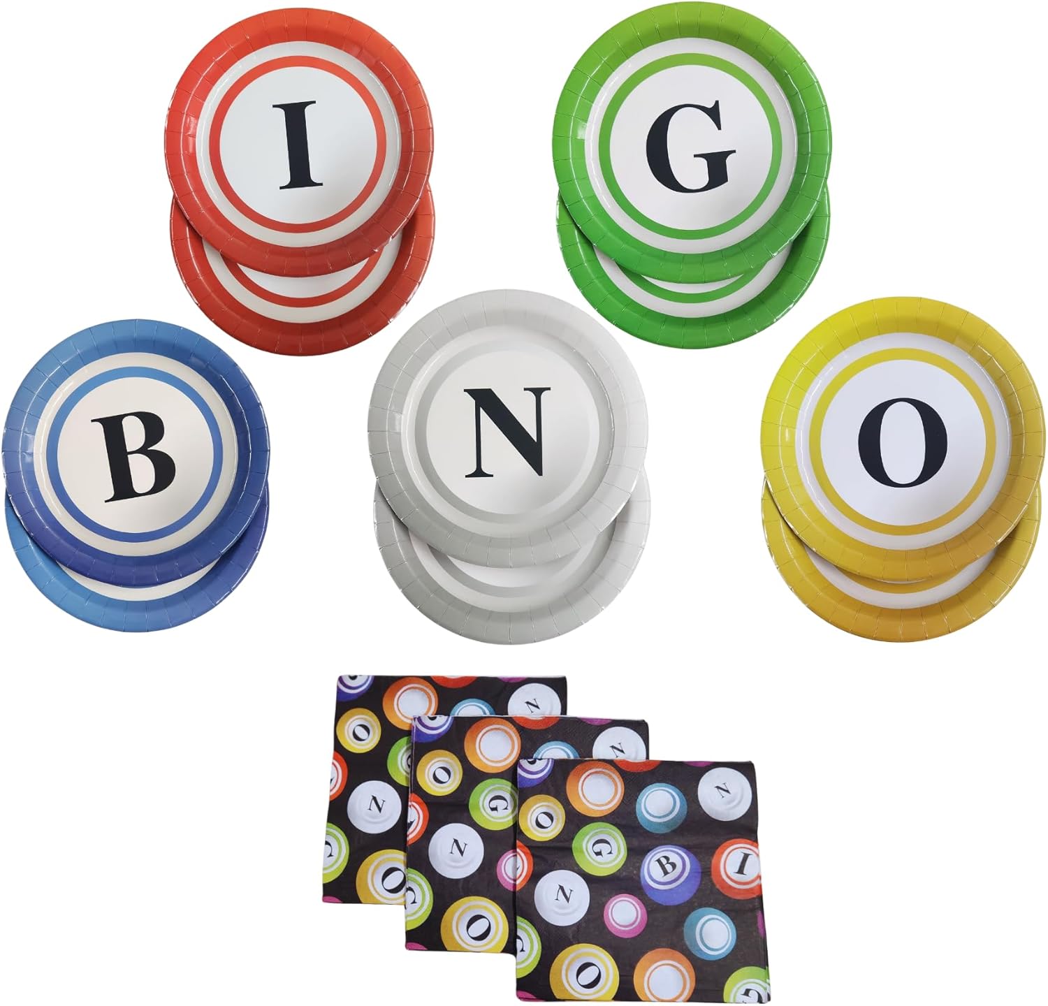 Amazon.com: 50 Count Bingo Party Paper Plates and Napkins Bingo Balls ...