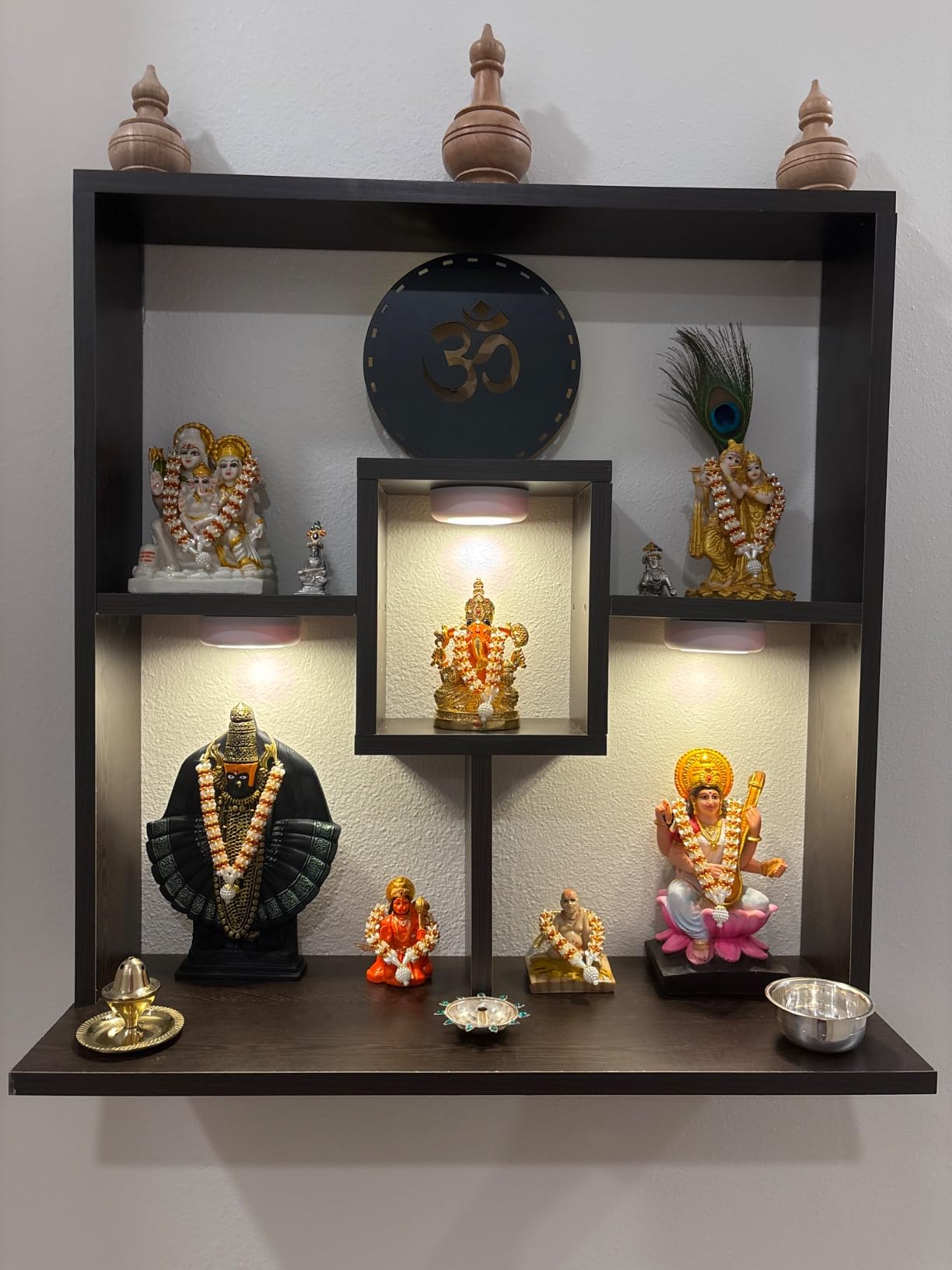 Redwud Wall Mounted Hanging Puja Temple Shelf Stylish Wood God Stand ...