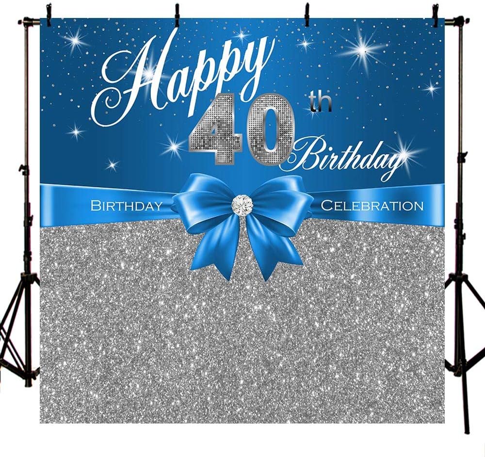 Amazon.com : MEHOFOTO Happy 40th Birthday Photo Background Blue and ...
