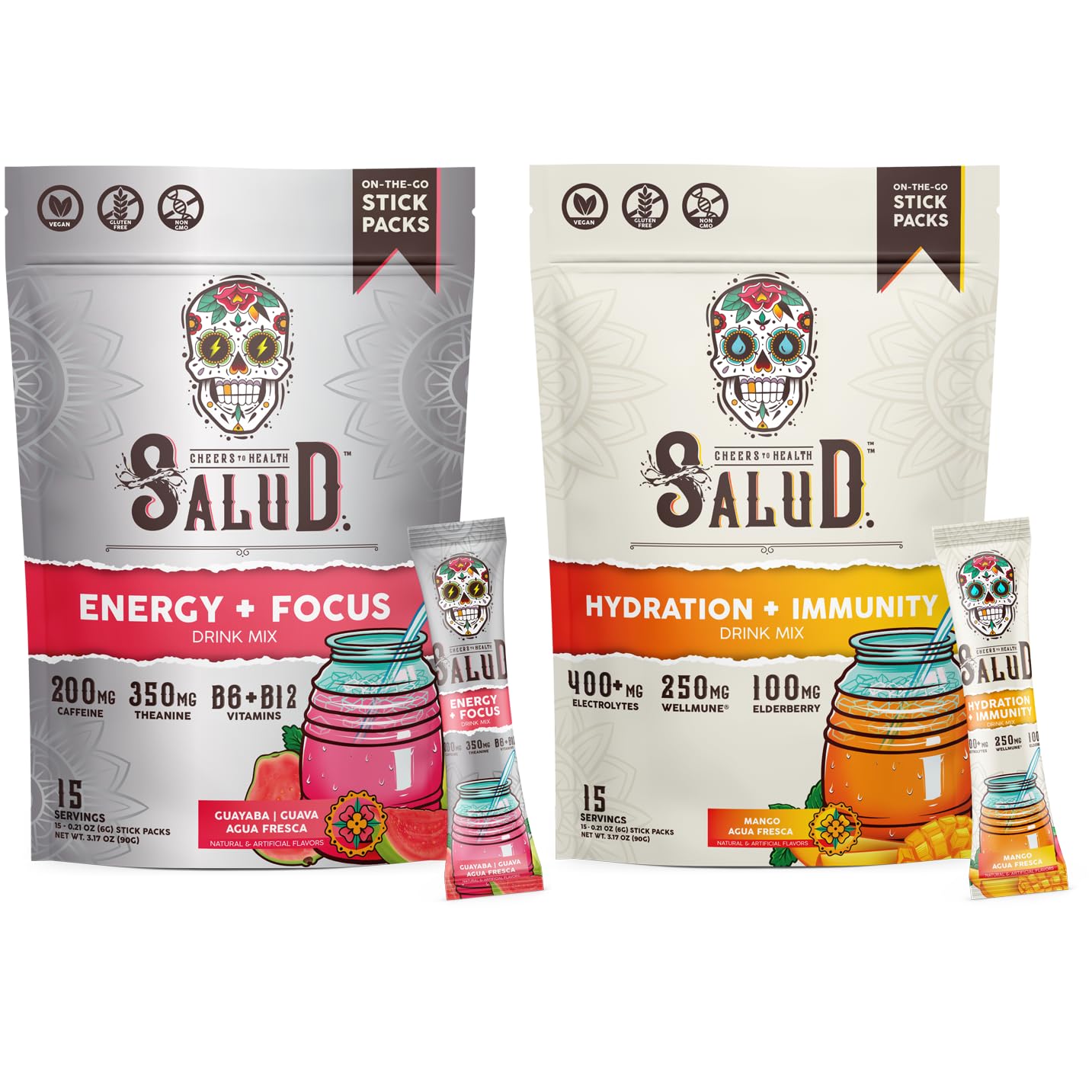 Amazon.com : Salud 2-Pack |2-in-1 Energy + Focus (Guava) & Hydration ...