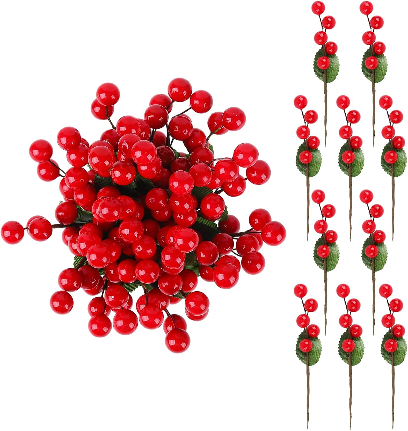 TSLBW 30 Pcs Artificial Berries Christmas Holly Berries Artificial ...