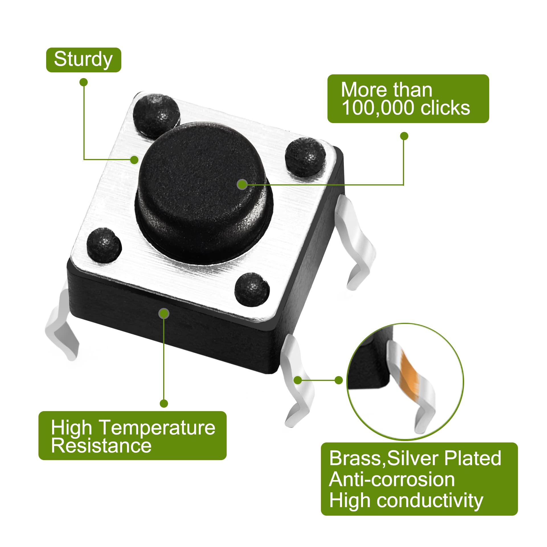 Snapklik.com : Chanzon Tactile Tact Push Button Switch 6x6x5mm Micro Momentary Tact Switch 4 Pin ...